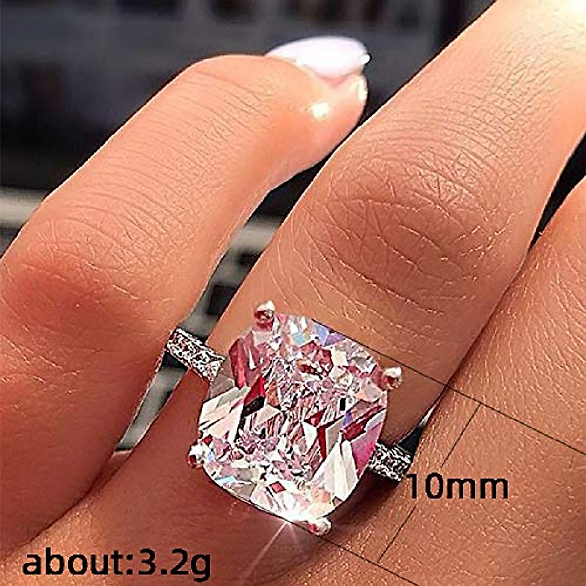 1. Fashion Classic Four Prong White Square Diamond 4 Carat 3A Zircon Proposal Engagement Ring For Women (6)