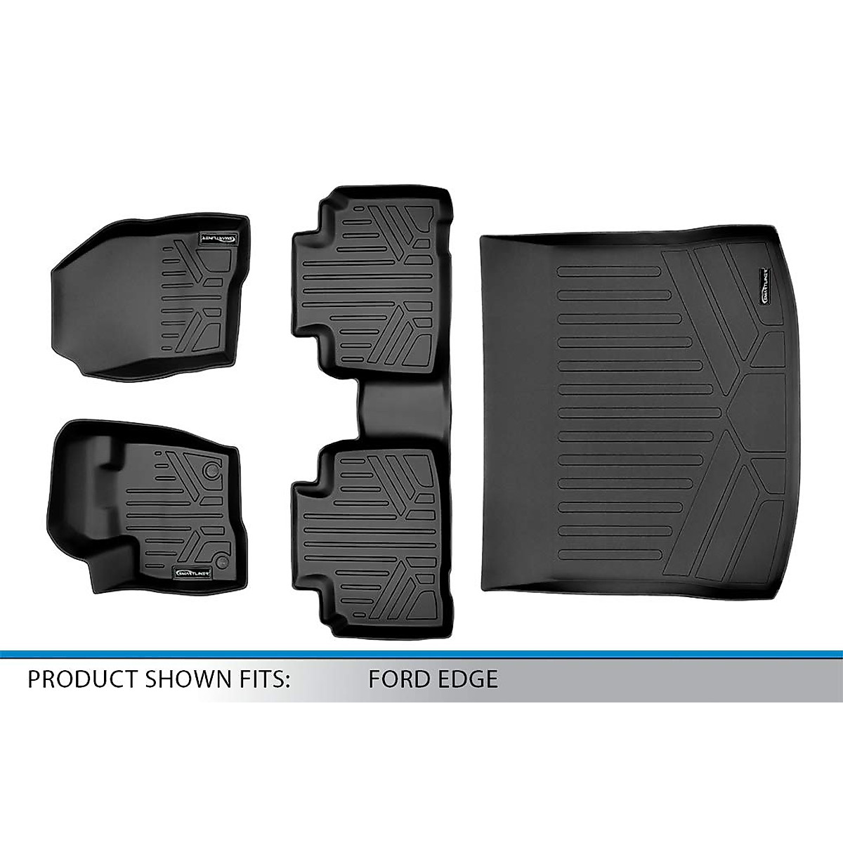 MAXLINER Custom Fit 2 Row Floor Mats and Cargo Liner Set Black for 2015-2021 Ford Edge