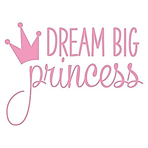 Dream Big Princess with Crown Wall Decal Vinyl Sticker for Kids Baby Girls Bedroom Decoration Nursery Home Decor Mural Design YMX18 (Soft Pink)