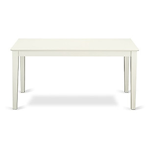 East West Furniture CADA6-LWH-W Capri 6 Piece Set Contains a Rectangle Kitchen Table and 4 Dining Chairs with a Bench, 36x60 Inch, Linen White