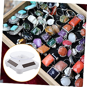 SEWACC Solar Jewelry Showcase Turntable Display Stand Led Lights Rotating Rack Odor for Shop and Home Decor