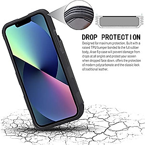 Arae Case for iPhone 13 [6.1 inch] - Wallet Case with PU Leather Card Holder Back Flip Cover for iPhone 13 6.1 inch-Black