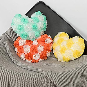 JWH Heart Shaped Throw Pillow Cover Decorative 3D Flower Accent Pillow Case Aesthetic Floral Cushion for Bed Bedroom Couch Living Room with Insert 14 x 16 Inch White Orange