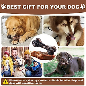 Anoodi 2 Pack Dog Chew Toys for Aggressive Chewers, Nylon Indestructible Large Dog Toys for Small Medium Dogs, Durable Interactive Dog Bone Chew Toys to Keep Them Busy, Real Beef & Bacon Flavored