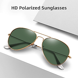 MEETSUN Aviator Sunglasses for Men Women Driving Polarized UV400 Protection Metal Frame(3-Pack-Black+Dark Green+Brown Lens)