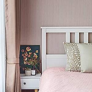 17.7" x 117" Pink and White Stripe Wallpaper Stick and Peel Contact Paper Self Adhesive Decorative Waterproof Wall Covering Cabinets Shelves Liner Drawer Sticker