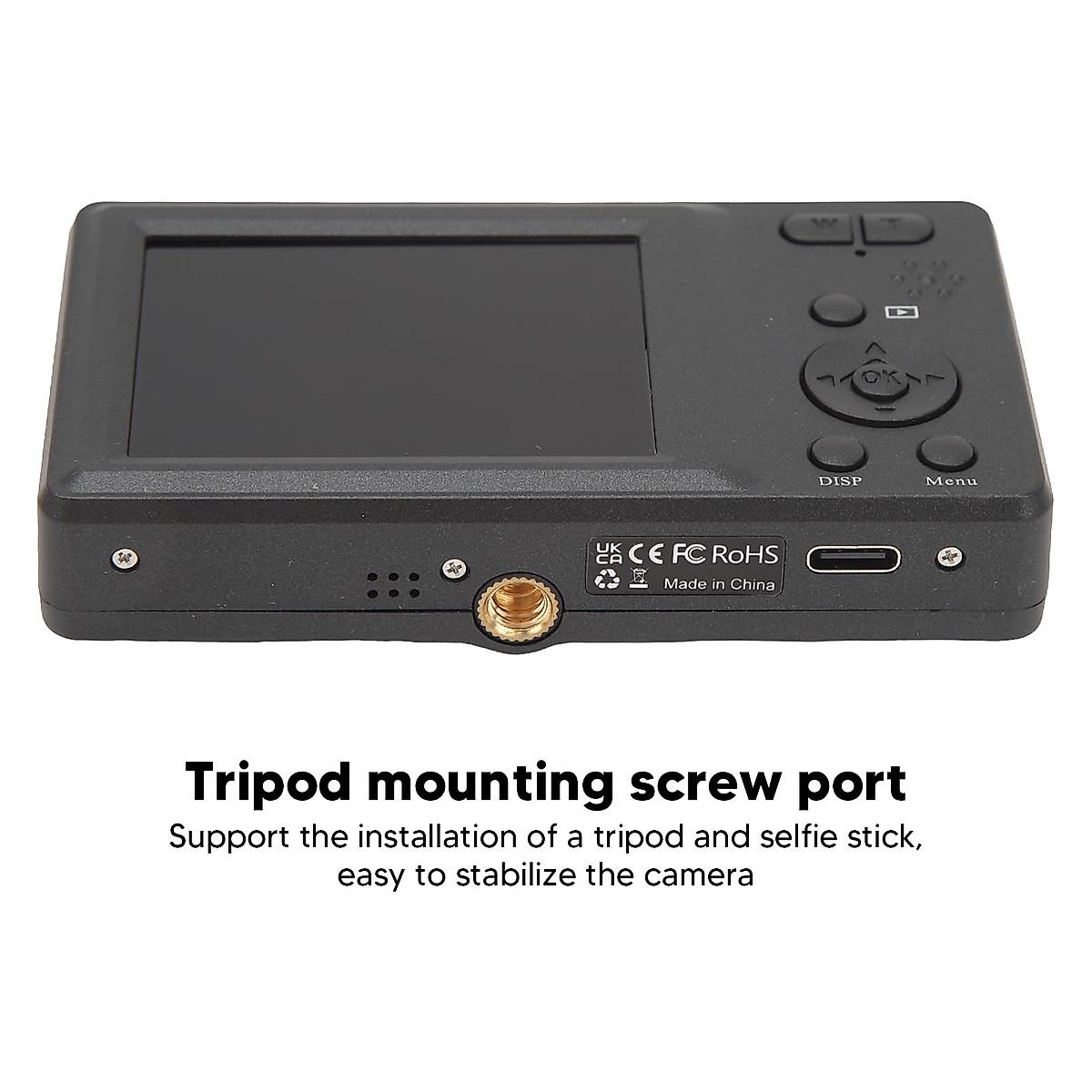 4K Digital Camera Auto Focus 2.7 Inch TFT Screen Small Camera for Teens Facial Recognition for Photography (Black)