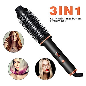 AIKO Thermal Brush for Blowout Look, 1.25 Inch Ceramic Tourmaline Ionic Heated Round Brush for Smooth, Natrual and Voluminous Curls, Digital Display, Fast Heat-Up, Dual Voltage, Travel Friendly