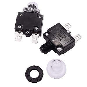 smseace 2PCS 20Amp Electric Button Breaker 125/250VAC, Overload Protector with Manual Reset, Waterproof Button Cap ST-1-20A