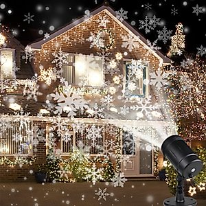 (2021 Version) Christmas Snowflake Projector Lights, 180°Rotating LED Snowfall Projection Outdoor Lights Outdoor Indoor, Waterproof LED Snow Falling Projector for Patio, Garden, Party