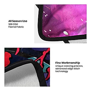 350GMS Super Soft Anime Blankets Black Wrapped Edge Flannel Fleece Blankets for Sofa Couch and Bed 50"x60"