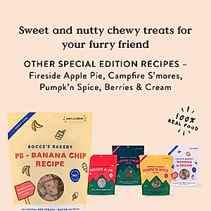 Bocce's Bakery PB Banana Chip Recipe Treats for Dogs, Wheat-Free Everyday Dog Treats, Real Ingredients, Baked in The USA, All-Natural Soft & Chewy Cookies, Peanut Butter, Bananas, & Carob, 6 oz