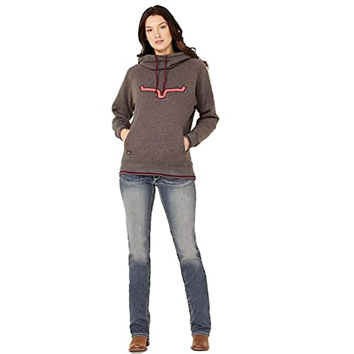 Kimes Ranch Two Scoops Fleece Women’s Hoodie (Large, Rusty Heather)