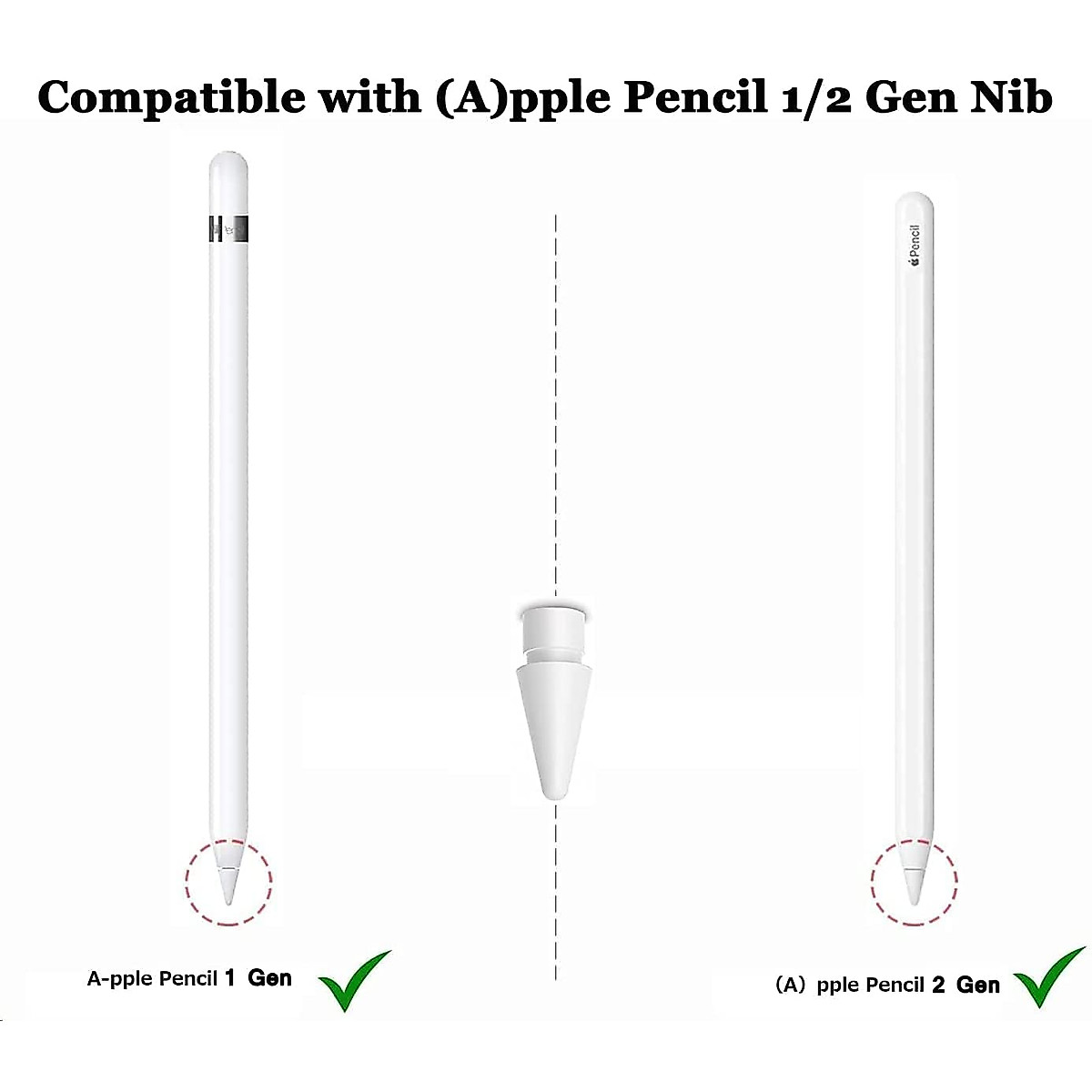 Amtake Replacement Tips/Nib for Apple Pencil 2nd/ 1st Generation,Apple Pencil Pen Tip Compatible for iPad Mini iPad Pro (4 Pack