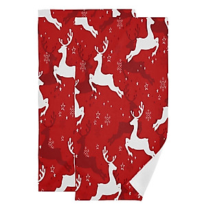 Christmas Deer Dish Towels for Drying Dishes,Xmas Kitchen Cloth Dish Towels Premium Dishcloths Super Absorbent Fast Drying