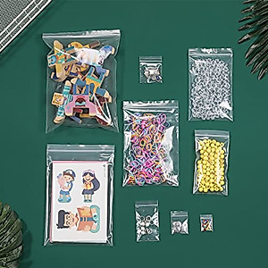 Foopama 200 PCS 1.5" x 1.5" Thick Small Clear Zip Poly Lock Plastic Bags Seal Reclosable Zip Bag Durable 2.4 Mil Jewelry Earrings Necklace Ring Coin Beads Pill Zipper Bags