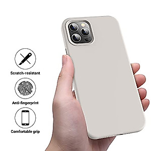 OTOFLY Compatible with iPhone 12 Pro Max Case 6.7 inch(2020),[Silky and Soft Touch Series] Premium Soft Liquid Silicone Rubber Full-Body Protective Bumper Case for iPhone 12 Pro Max (Stone)