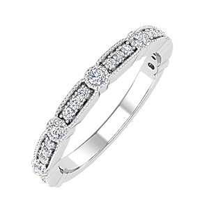 FINEROCK 1/4 Carat Diamond Wedding Band Ring in 10K White Gold (Ring Size 6.5)