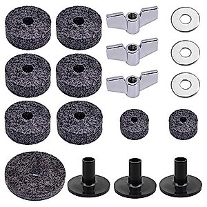 Drum Kit, Felt Pad Set, Felt Non-Slip Drum Replacement Kit, Gray 18-Piece Drum Kit,Felt Hi Hat Cup Felt Cymbal Sleeves
