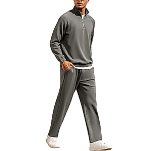 COOFANDY Men's Tracksuit 2 Piece Relaxed Fit Half-zip Sweatsuits Athletic Running Jogging Suit Sets