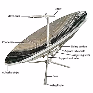 Portable Solar Cooker, 1800W 59inch Diameter Camping Outdoor Solar Oven Visual Education or High Efficiency DIY Solar Concentrator for Outdoor Camping BBQ Cooking