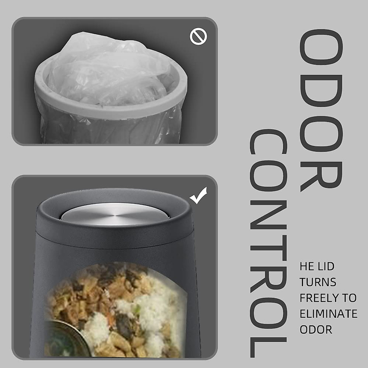 BRIEFHUMAN Household Swing Black Bathroom Trash Can，Brushed Stainless Steel，10 L/3 Gallen，Garbage Can with Flipping Lid， for Indoor or Commercial Use, Kitchen,Modern，Living Room,Bedroom