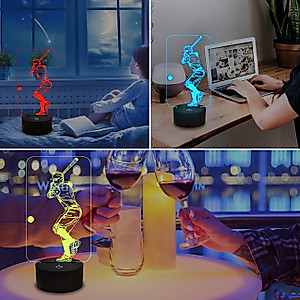 Baseball 3D Night Light, Baseball Batter Sport Gifts Bedside Lamp for Xmas Holiday Birthday Gifts for Kids Baseball Fan with Remote Control 16 Colors Changing + 4 Changing Mode + Dim Function