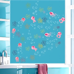 Jellyfish Bubbles Wall Stickers Under The Sea Ocean Wall Decals Bedroom Bathroom Baby Nursery Wall Decor Birthday Party Backdrop for Boys Girls