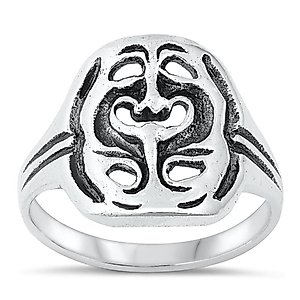 Comedy Tragedy Masks Ring New .925 Sterling Silver Melopo Thalia Band Size 12