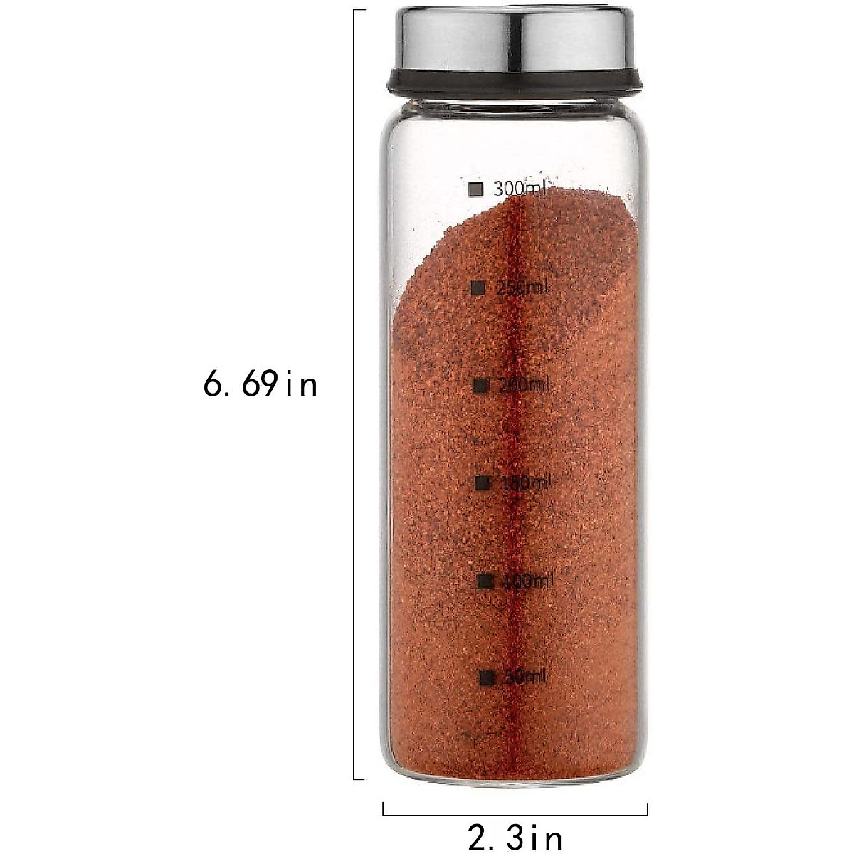 2 Piece 4-Neck Seasoning Shakers Moisture Resistant Seasoning Shakers Glass Seasoning Shakers, Salt and Pepper Shakers with Adjustable Pour Holes - For Seasoning, Picnics (2 large spice jars10oz)