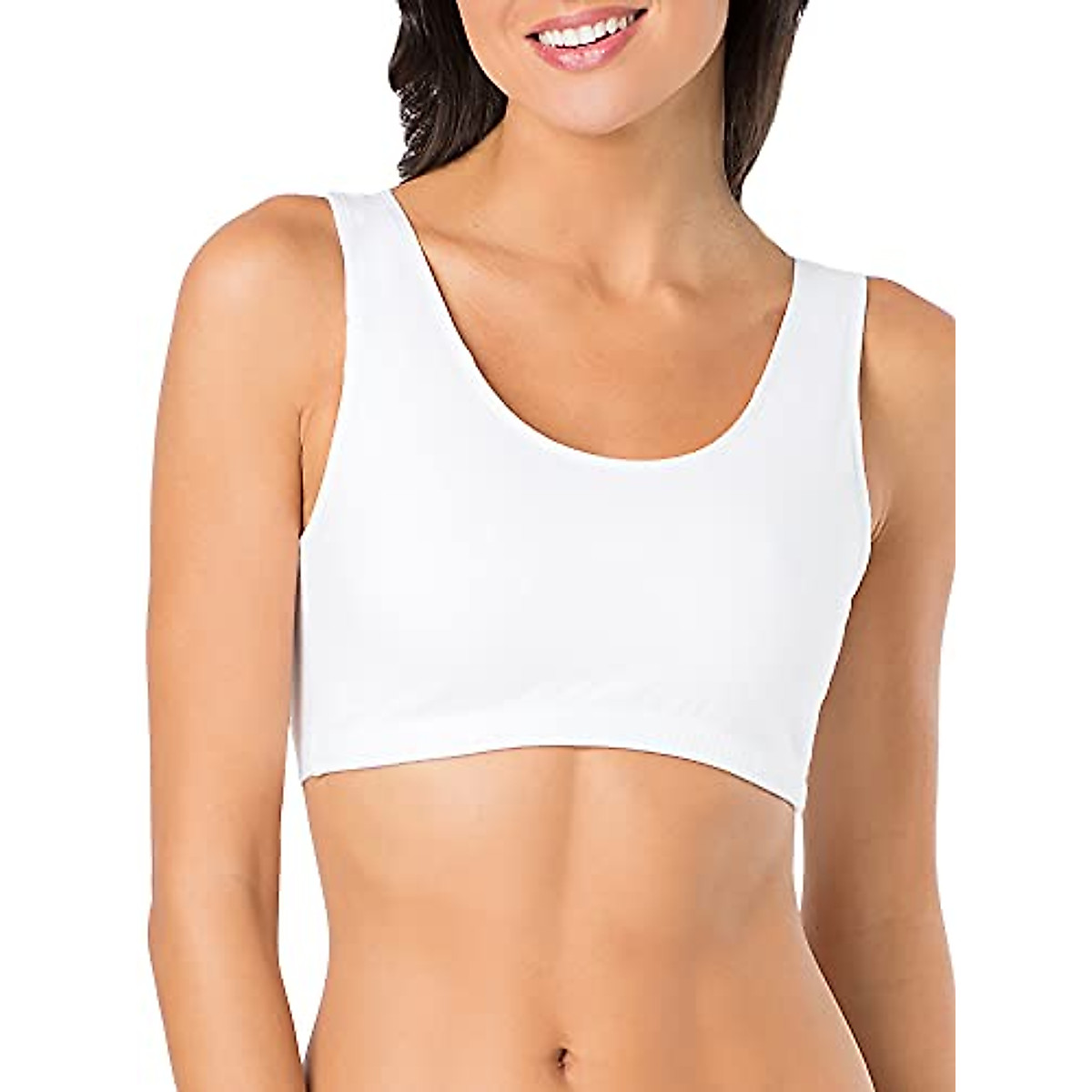 Fruit of the Loom Women's Built Up Tank Style Sports Bra, Black/WHT/WHT/Heather Grey, 34