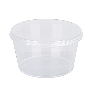 ABuff 200PCS 2 oz Small Plastic Containers with Lids for Food, Jello Shot Cups with Lids, Disposable Portion Cup BPA Free for Sauce, Condiments, Souffle, Salad Dressing, Medicine or Slime