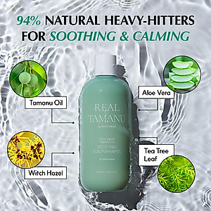 RATED GREEN REAL TAMANU Soothing Shampoo | Scalp Relief & Nourishing for Troubled, Itchy & Dry Scalp | Organic Cold Pressed Tamanu Oil Shampoo (13.52 Fl Oz)