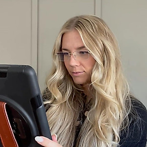 QECEPEI Half Rimless Metal Eyewear Frames Blue Light Blocking Transparent Lens Business Glasses, Shiny Silver