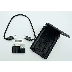 Cable-Card USB C to C Charging/Data Transfer Cable with 3 Connectors Adapter Type C to USB A/Micro USB/Light 8P Adapter Compatible with iOS/Micro USB and Type-C Devices