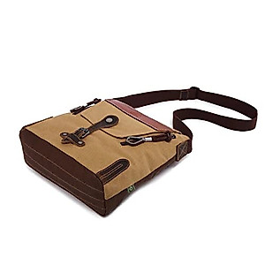 TSD Brand Hidden Woods Canvas Crossbody Bag w/Flap (Brown)