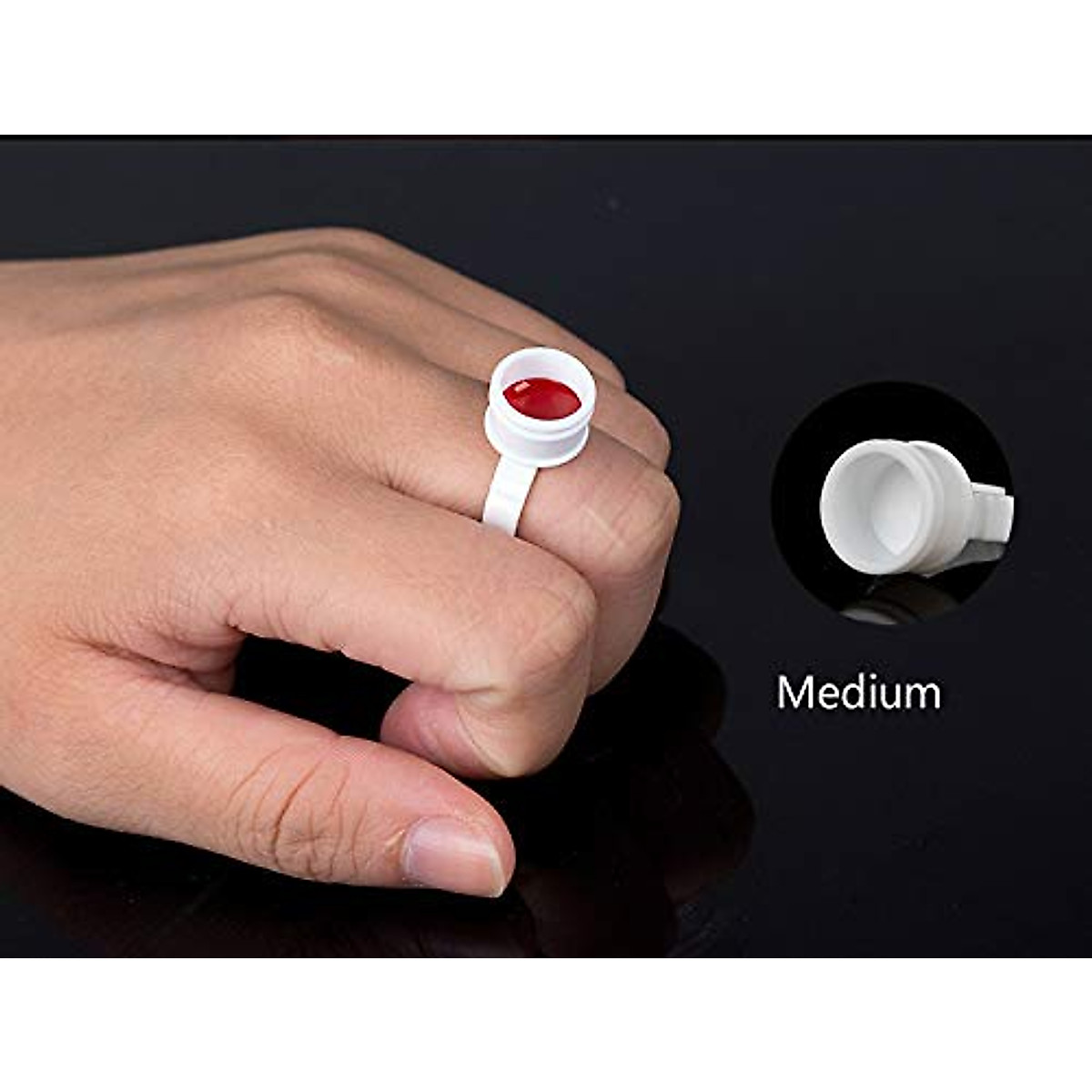 Pigment Rings - 100PCS Tattoo Rings Cups Disposable Makeup Rings Tattoo Glue Holder,Tattoo Ink Ring Adhesive Makeup Glue Rings Palette Plastic Nail Art Eyelash Extension Rings (Medium 100pcs)