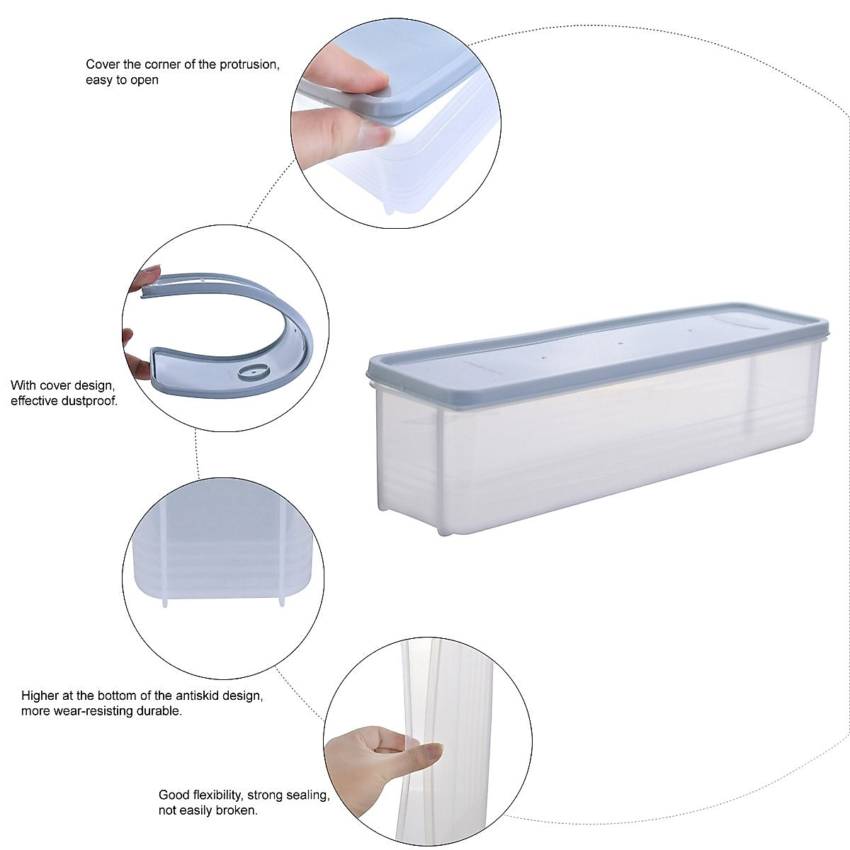 Guardians Pasta Container Food Storage Spaghetti Cereal Noodle Keeper Box with Blue Cover