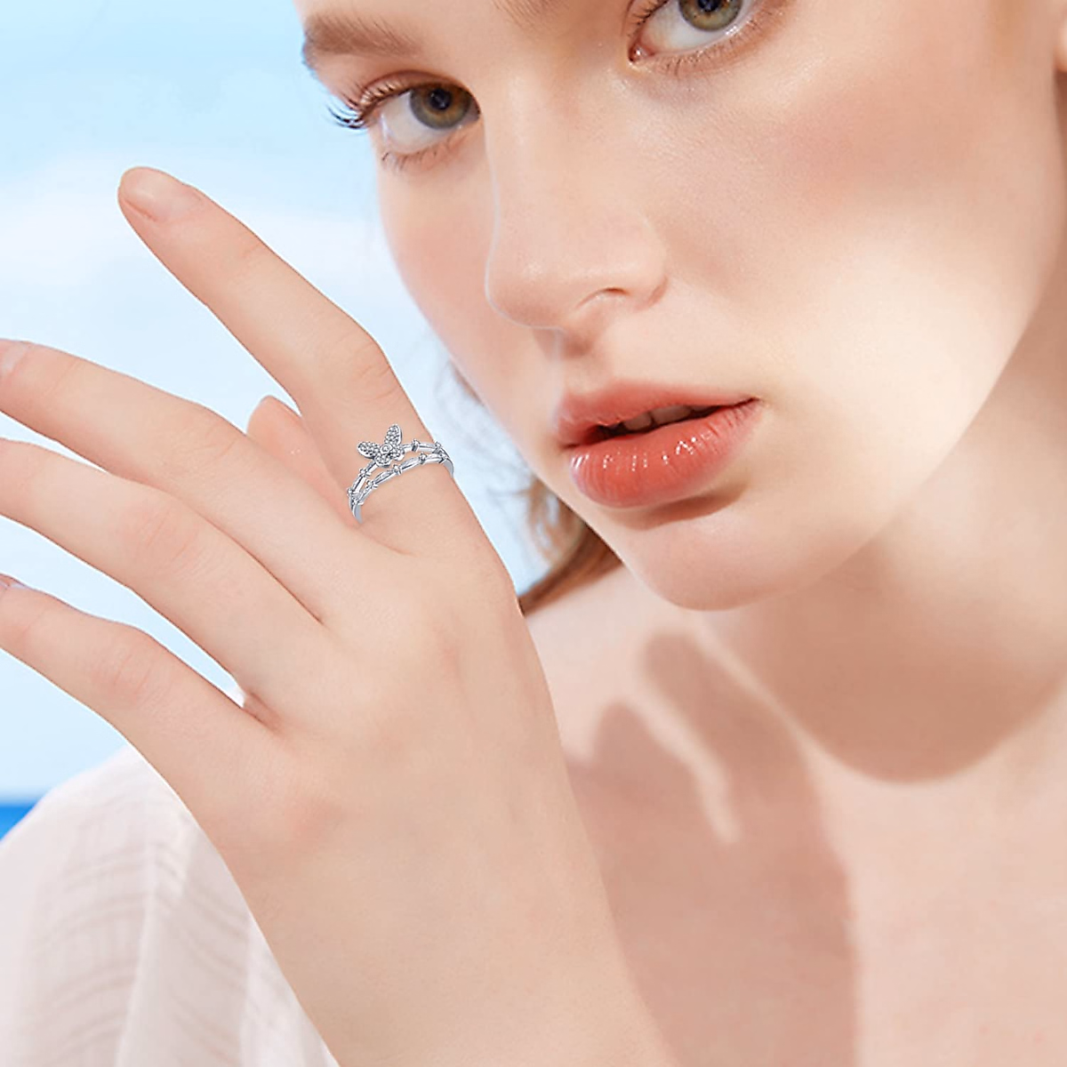 SVODEA Butterfly Ring for Women 925 Sterling Silver Created 5A Cubic Zirconia Butterfly Statement Rings Dainty Animal Jewelry Anniversary Birthday Jewelry Gifts for Women (10)