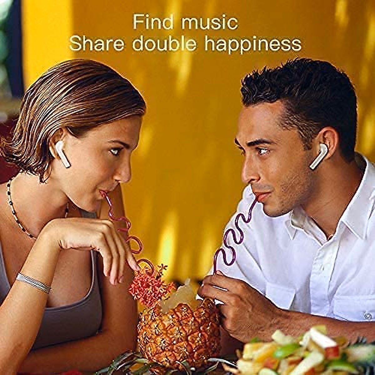 Wireless Earbuds,Bluetooth Headphones Stereo Earphone Cordless Sport Headsets,Bluetooth in-Ear Earphones with Built-in Mic for Smart Phones (White-C)