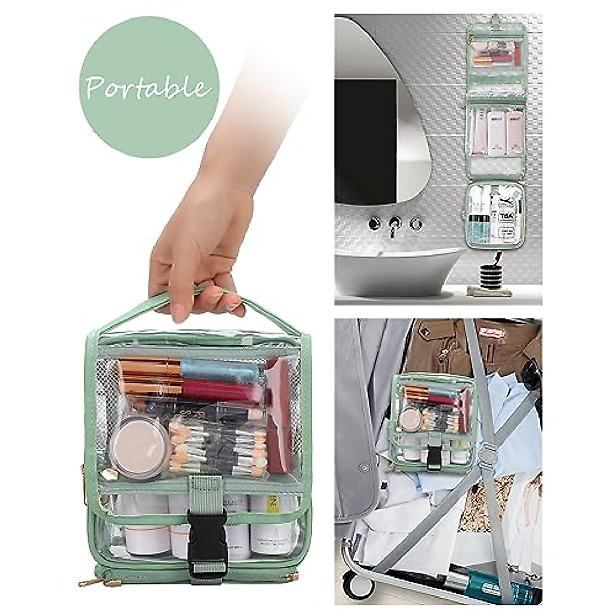 Clear Travel Bag with Tsa Approved Toiletry Bag Hanging Toiletry Bag for Women Makeup Bag Small Hanging Toiletry Bag for Men Toiletry Bags for Traveling Women Toiletries