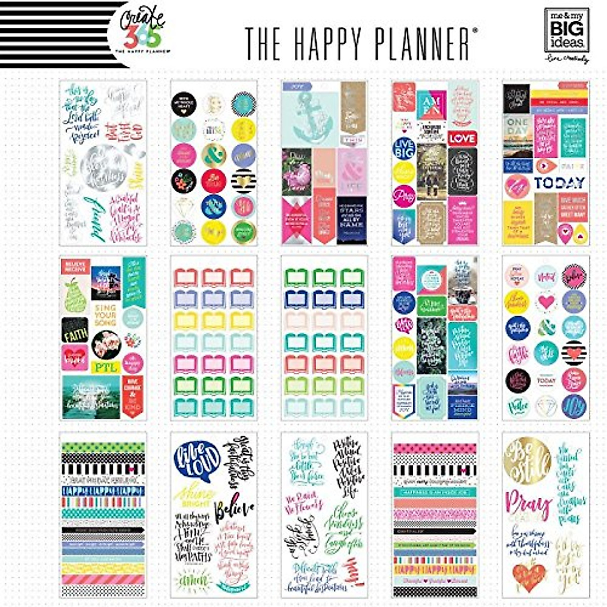 me & my BIG ideas Sticker Value Pack for Classic Planner - The Happy Planner Scrapbooking Supplies - Faith Theme - Multi-Color & Gold Foil - Great for Projects & Albums - 30 Sheets, 621 Stickers