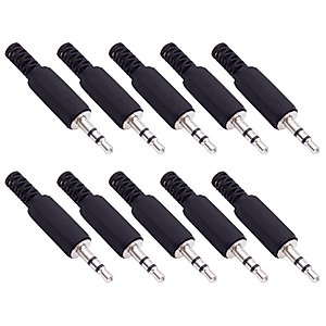 Fancasee (10 Pack 3.5mm Replacement Repair Plug Jack TRS Stereo Male Plug 1/8" 3.5mm Solder Type DIY Audio Cable Connector for Headphone Headset Earphone Cable Repair