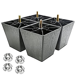 Murtenze 4Pack 4 inch Sofa Legs, Square Tapered Plastic Couch Legs Replacement Furniture Legs with M8 Hanger Bolts for Chair Sofa Dresser Cabinet Loveseats Ottoman Bed