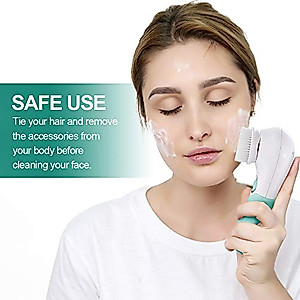 Facial Cleansing Brush Electric Facial Exfoliating Massage Brush with 3 Cleanser Heads and 2 Speeds Adjustable for Deep Cleaning, Removing Blackhead, Face Massaging