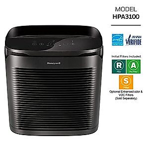 Honeywell PowerPlus HEPA Air Purifier, Allergen Reducer for Medium/Large Rooms (200 sq. ft.) Black - Wildfire/Smoke, Pollen, Pet Dander & Dust Air Purifier, HPA3100