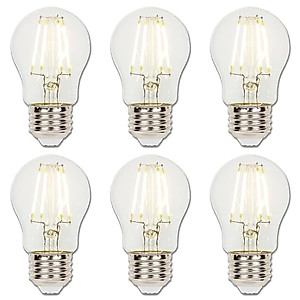 Westinghouse 5280020 4.5 Watt (40 Watt Equivalent) A15 Dimmable Clear Filament LED Light Bulb, Medium Base, 6 Pack