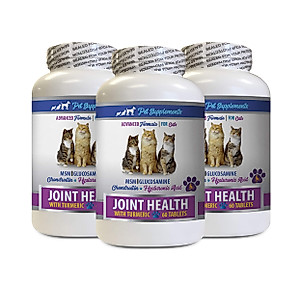 Pet Supplements Turmeric for Cats - CAT Turmeric for Joint Health - Advanced Joint Support - glucosamine chondroitin cat Treats - 3 Bottles (180 Tablets)