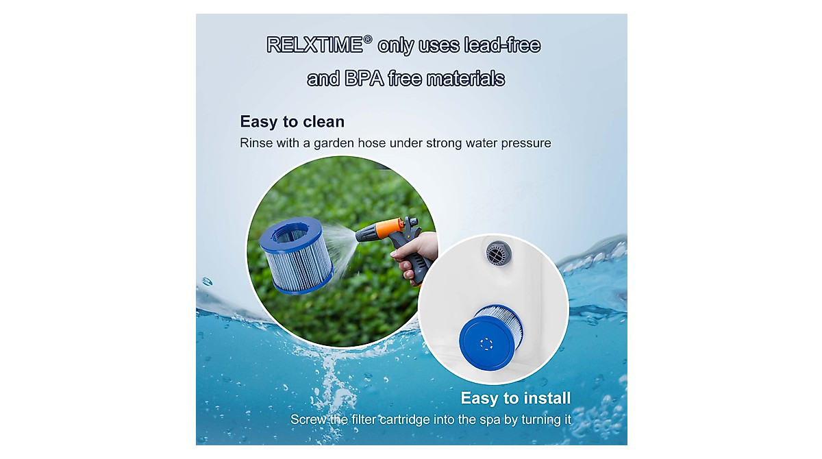 RELXTIME Blue Spa Filter Cartridges - 6 Pack