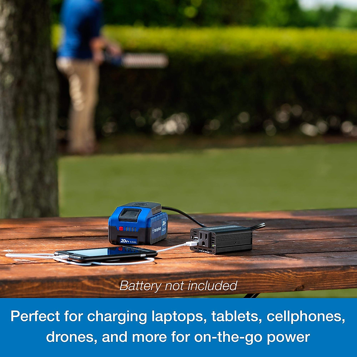 Westinghouse Outdoor Power Equipment 20V Cordless Power Inverter with Dual USB Ports, Black